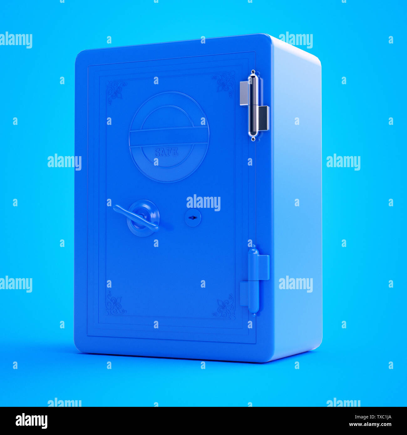 3d rendered illustration of a blue safe Stock Photo - Alamy