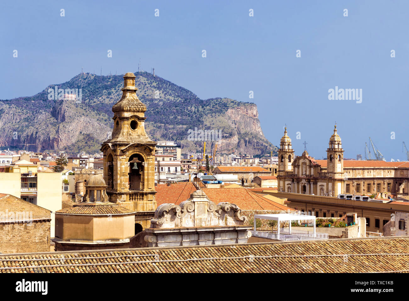 Cityscape with Churches and buildings in Palermo, Sicily, Italy Stock ...