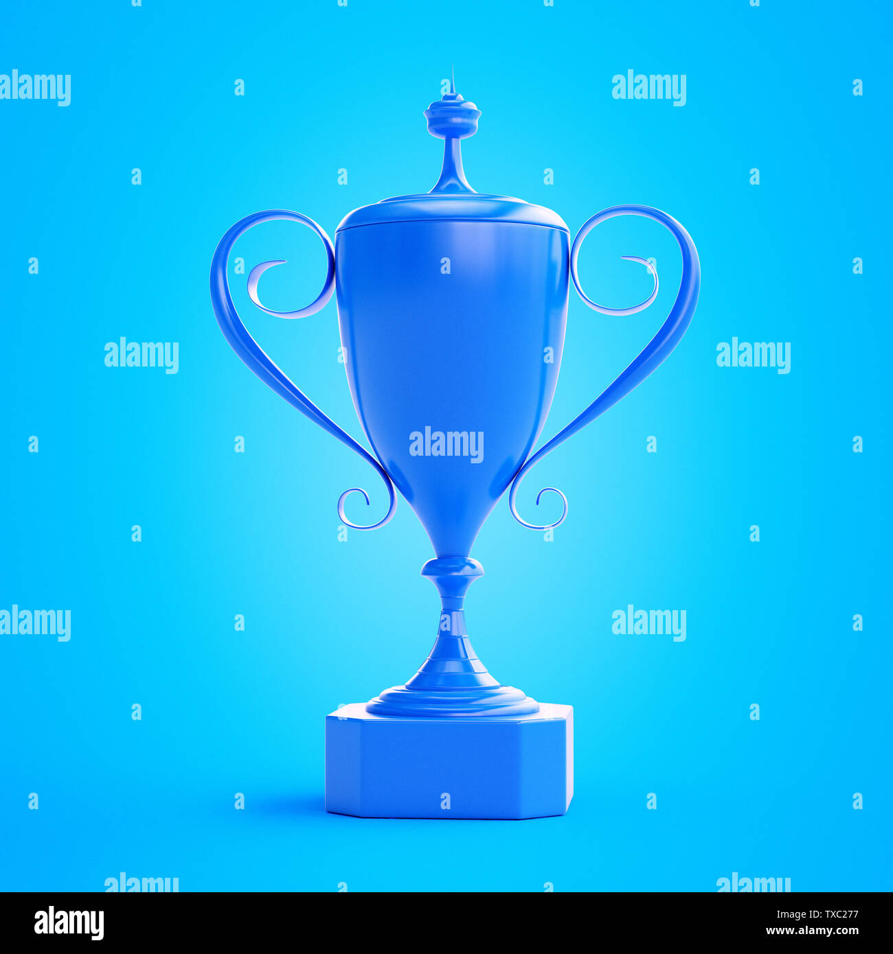 3d rendered illustration of a blue trophy Stock Photo - Alamy