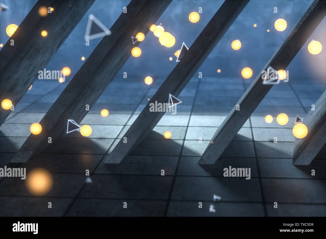 Three-dimensional rendering, fireflies in a dark room Stock Photo - Alamy