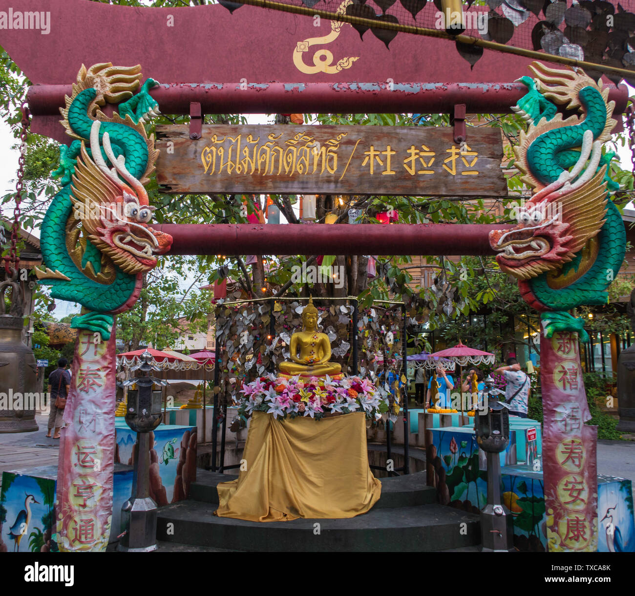 Thai street Buddhist niches Stock Photo - Alamy