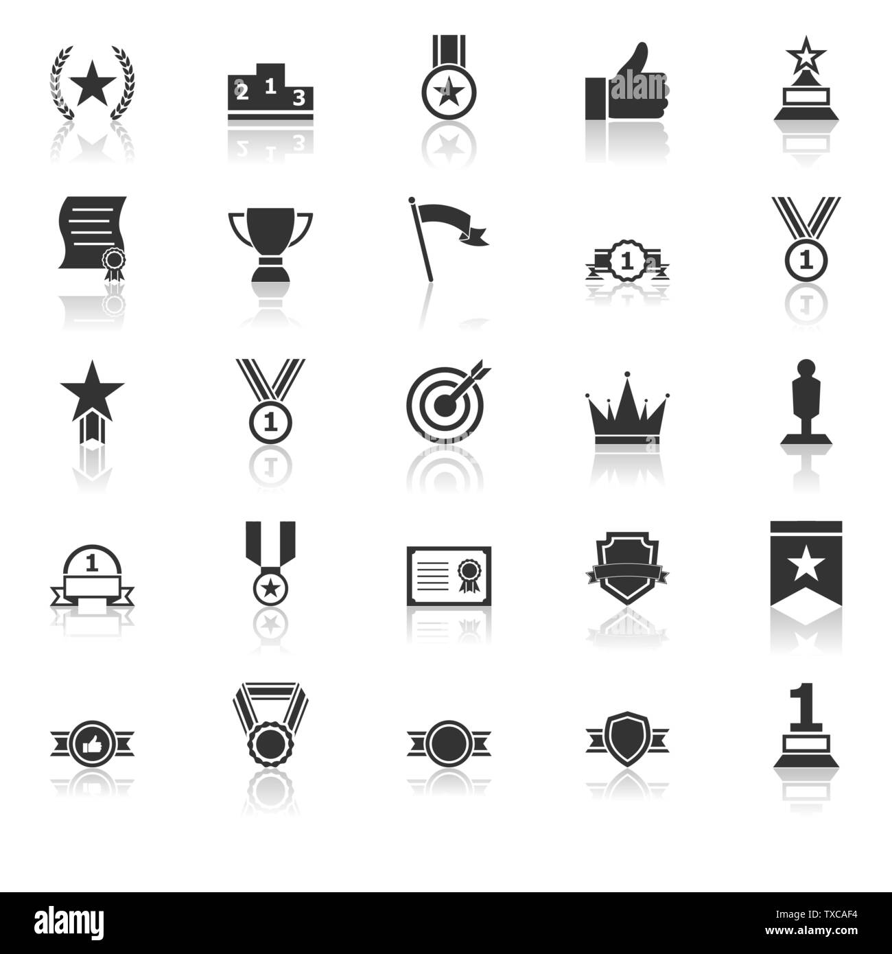 Victory icons with reflect on white background, stock vector Stock ...