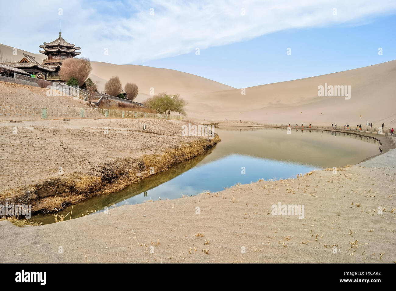 Crescent Spring in Mingsha Mountain, Dunhuang, Gansu Province Stock ...