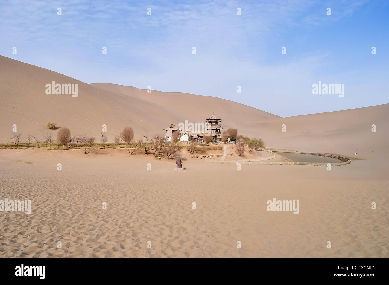 Crescent Spring in Mingsha Mountain, Dunhuang, Gansu Province Stock ...