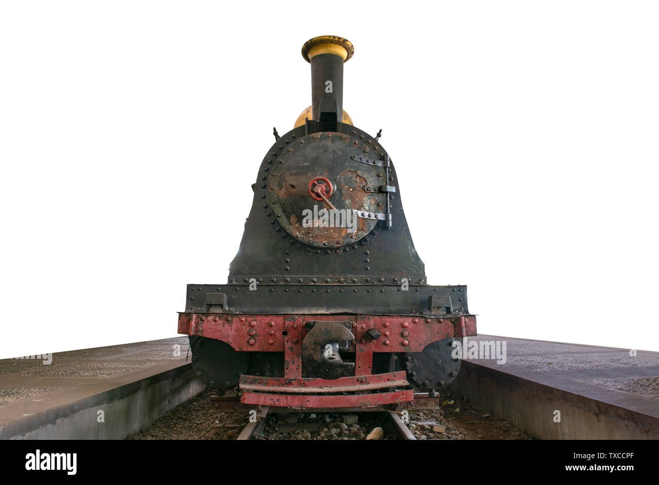 Vintage of Steam locomotive isolated over white background Stock Photo ...