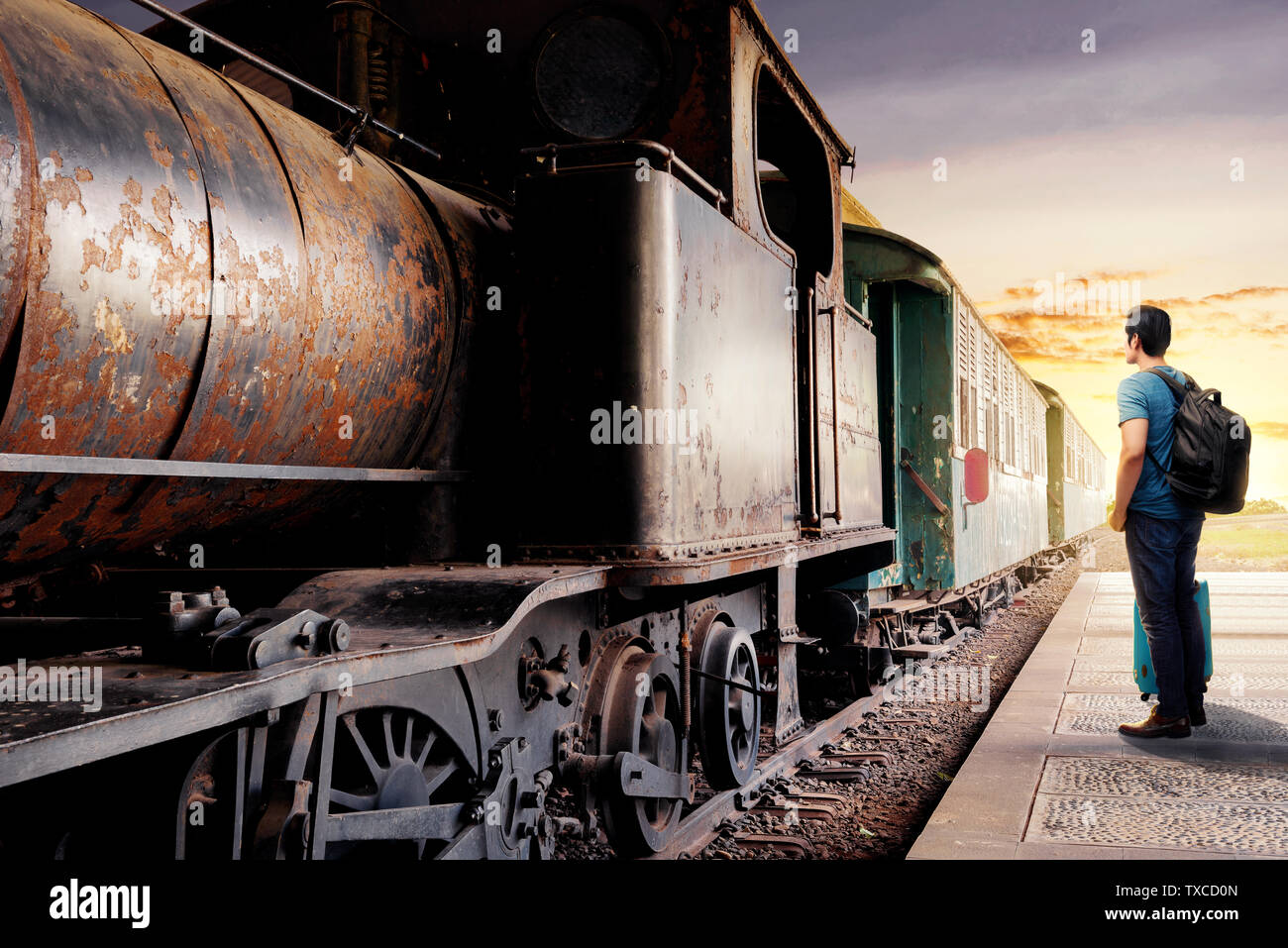 Old man waiting for his train hi-res stock photography and images - Alamy