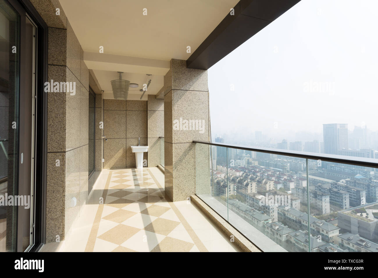 high end balcony in downtown of modern city Stock Photo - Alamy