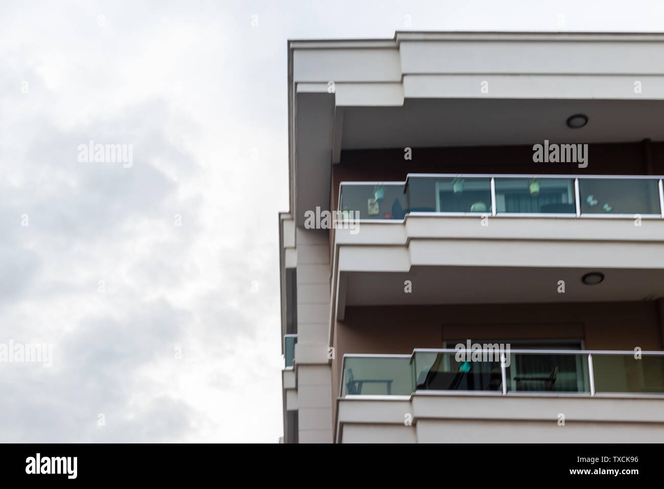 a corner shoot from a modern building with balcony. photo has taken at ...