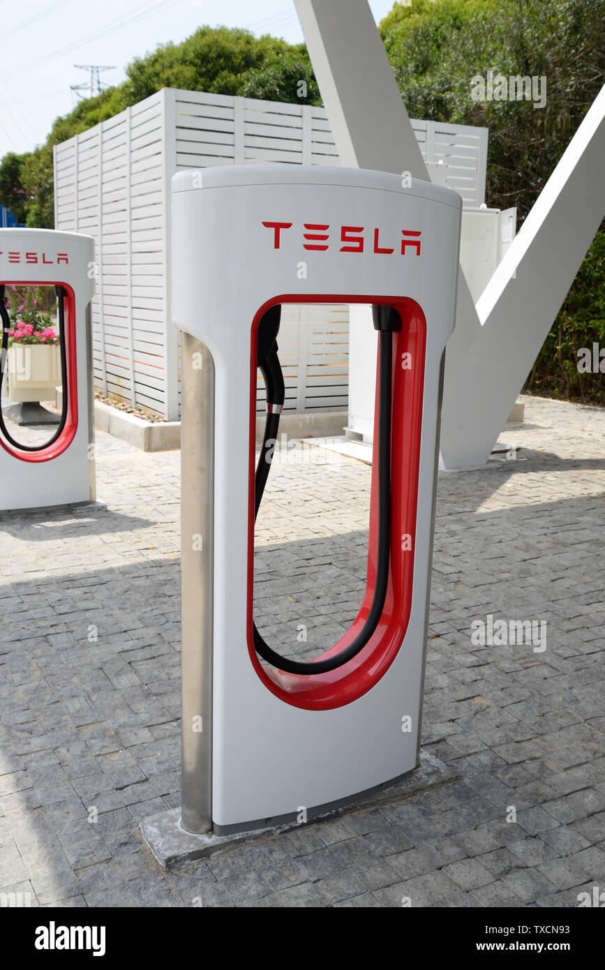 Tesla's charging pile Stock Photo - Alamy