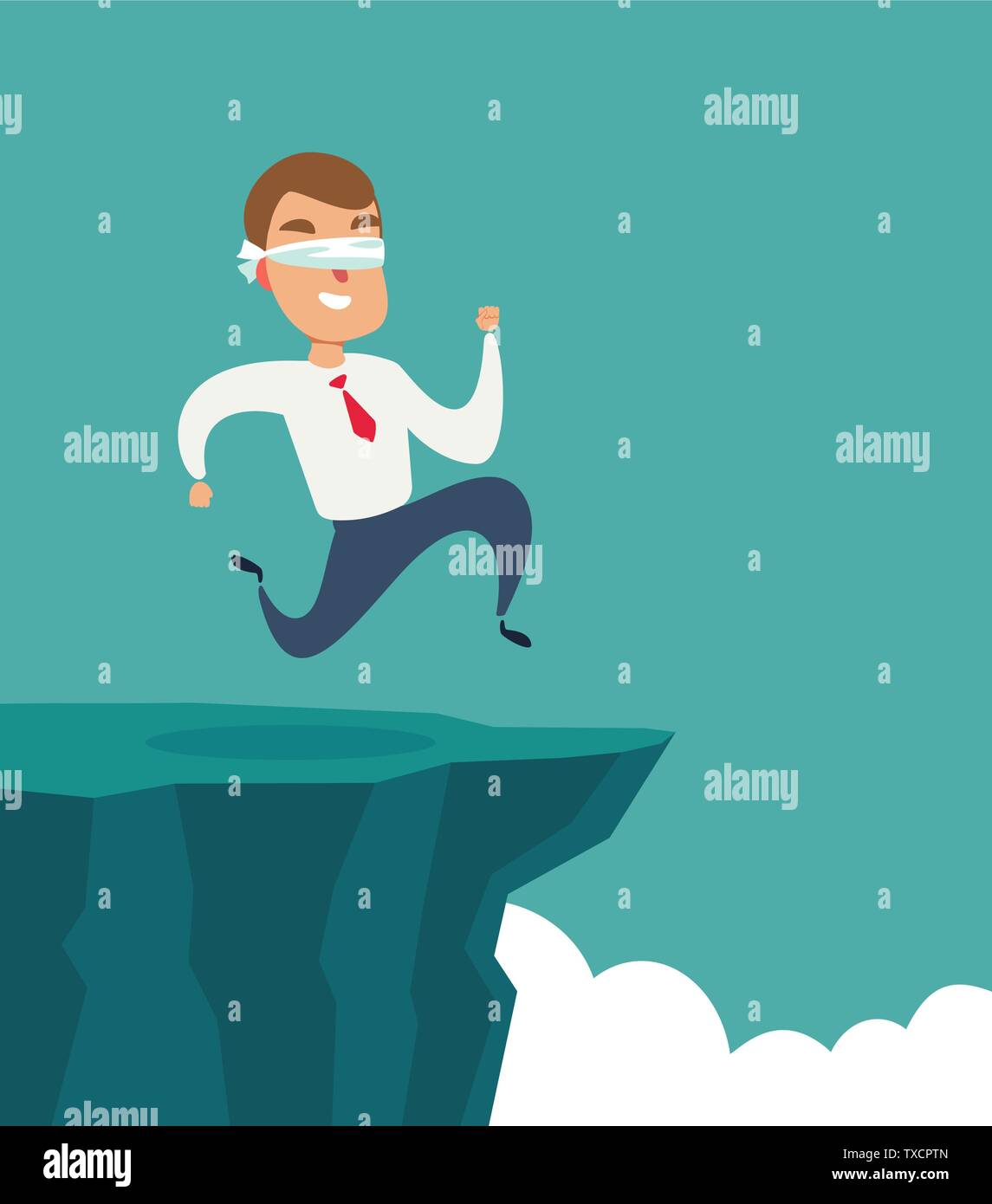 Business man jump dangerous mountain Stock Vector Images - Alamy