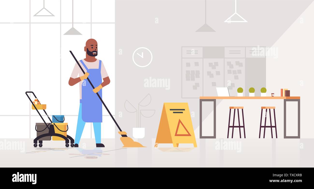Black man mopping floor Stock Vector Images - Alamy