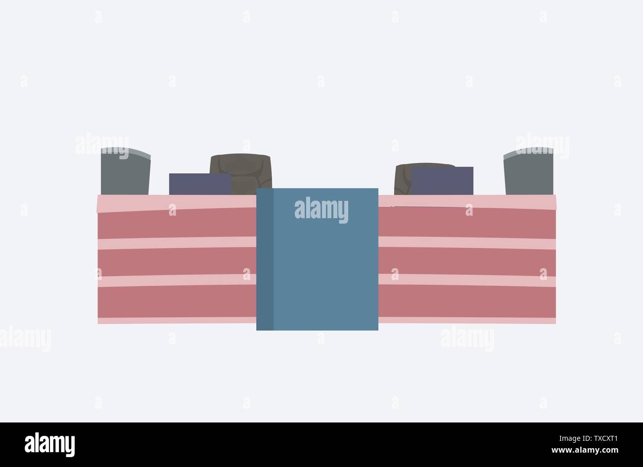 cartoon reception counter desk with chairs modern office furniture flat ...