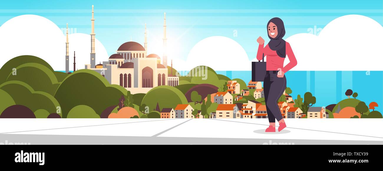 arabic woman walking outdoor arab businesswoman wearing traditional ...
