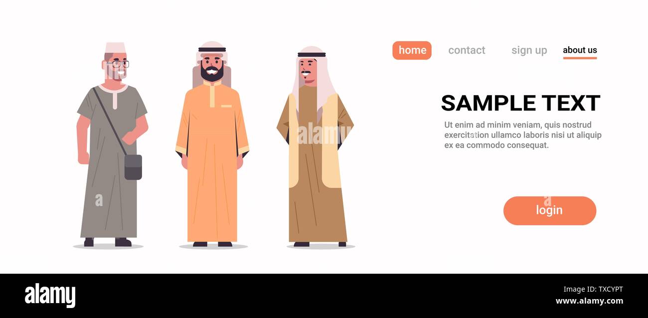 arabic men discussing standing together arab man wearing traditional ...