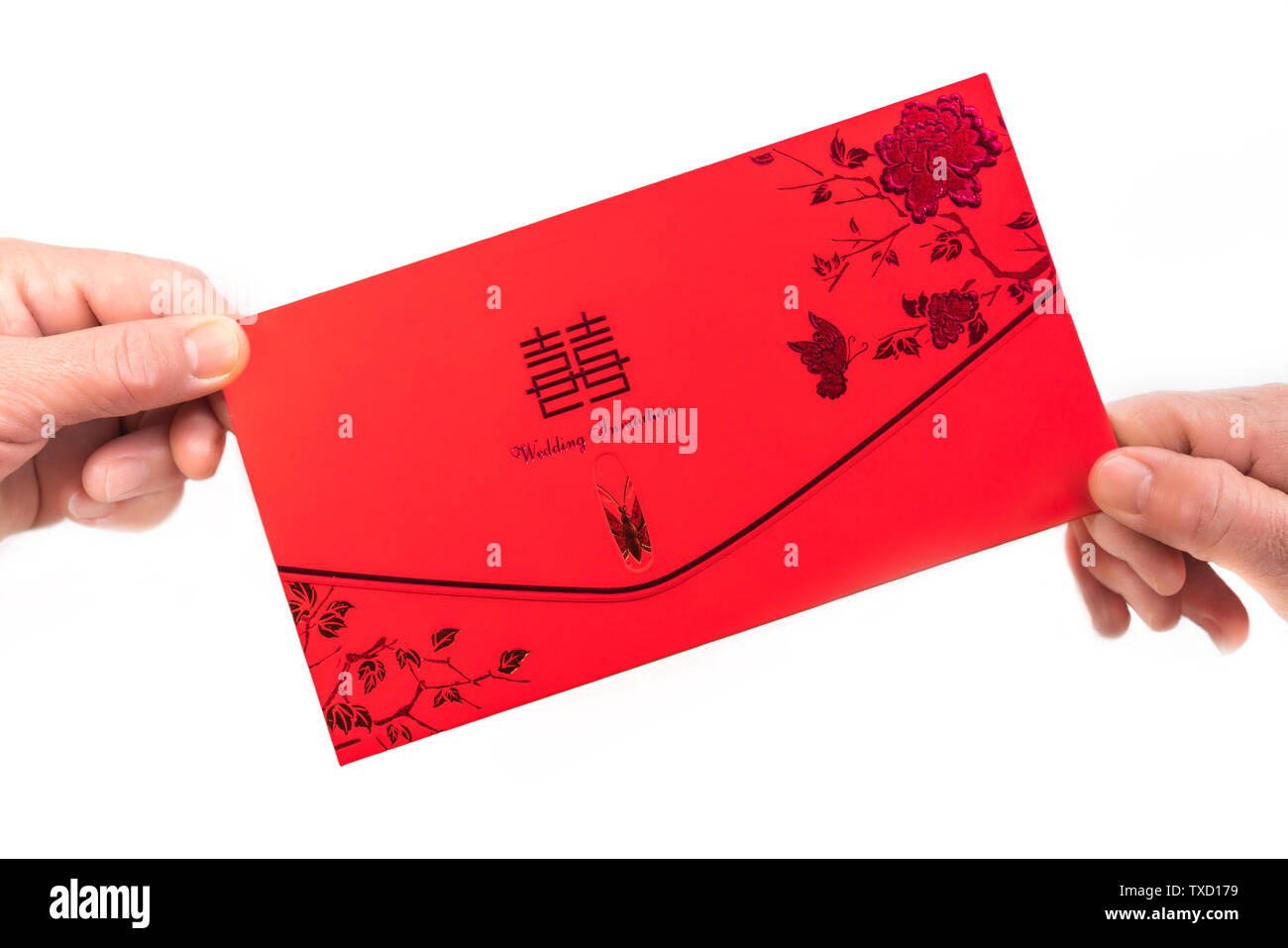 Hand delivering and collecting invitations on white background Stock ...