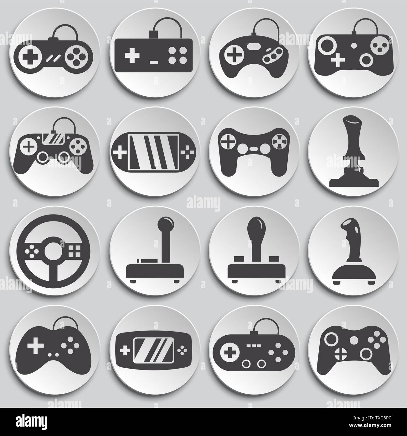 Joystick icons set on background for graphic and web design. Simple ...
