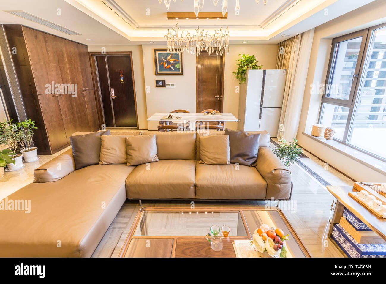 Design of interior design space of model room in modern living room ...