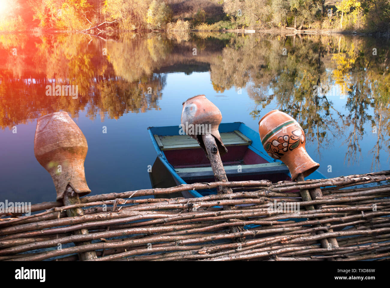Ancient wicker boat hi-res stock photography and images - Alamy