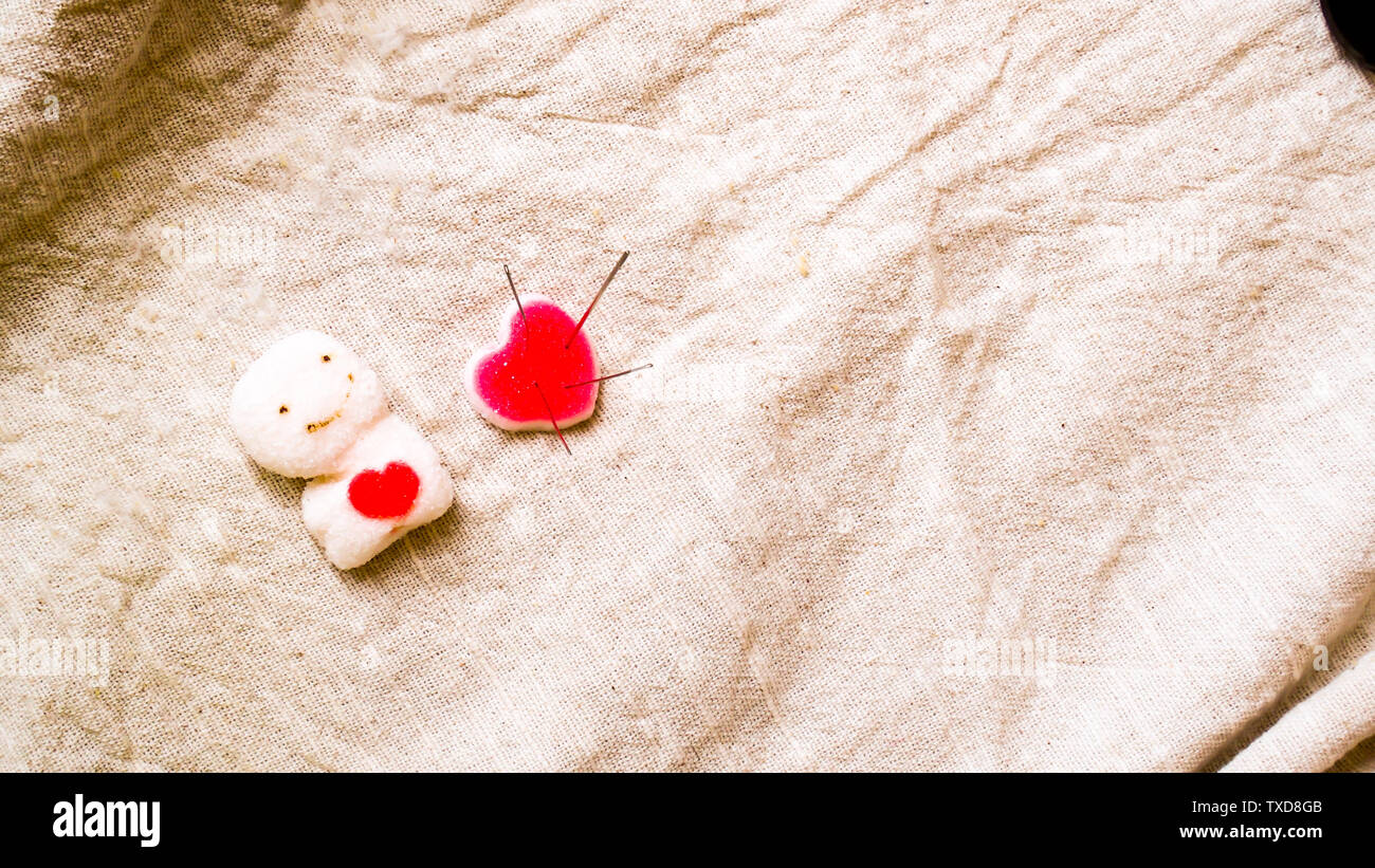 Broken heart. Stitch suture on heart shape. Love and health care ...