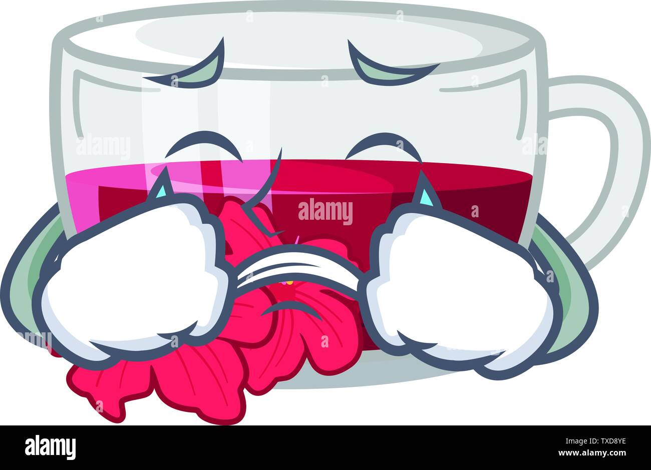 Crying hibiscus tea is served character glasses Stock Vector Image ...