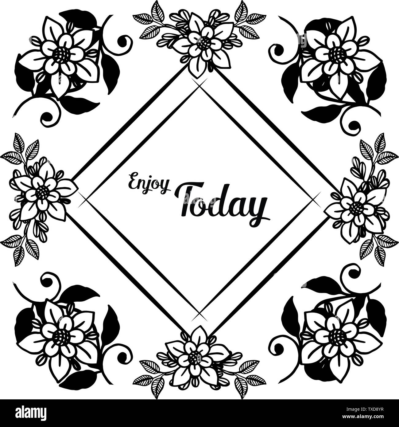 Vector illustration drawing flower frame for various shape of card hand ...