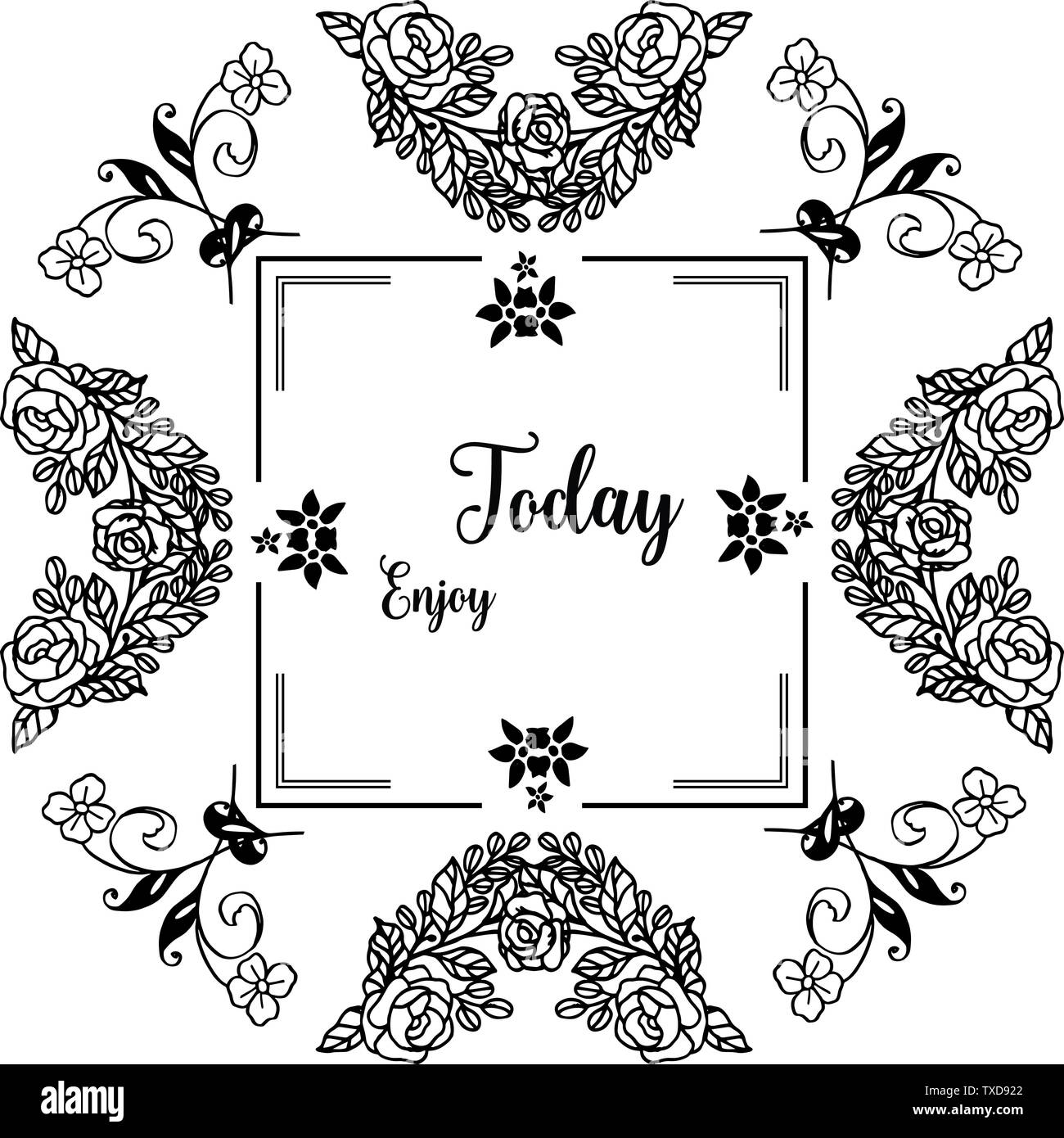 Vector illustration drawing flower frame for various shape of card hand ...