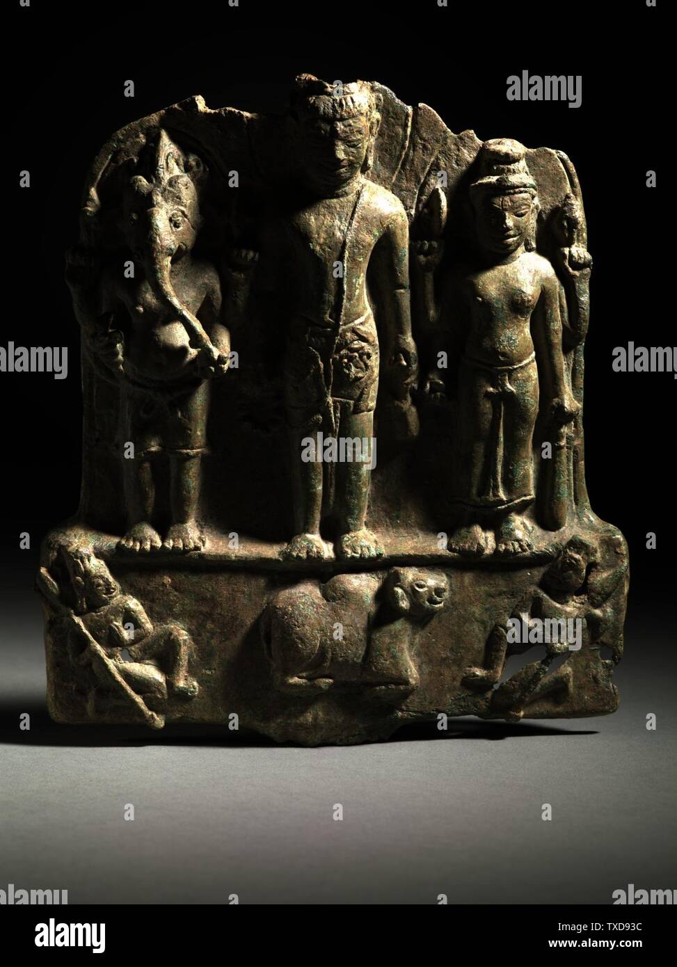 The hindu god shiva flanked by ganesha durga image of hi-res stock ...