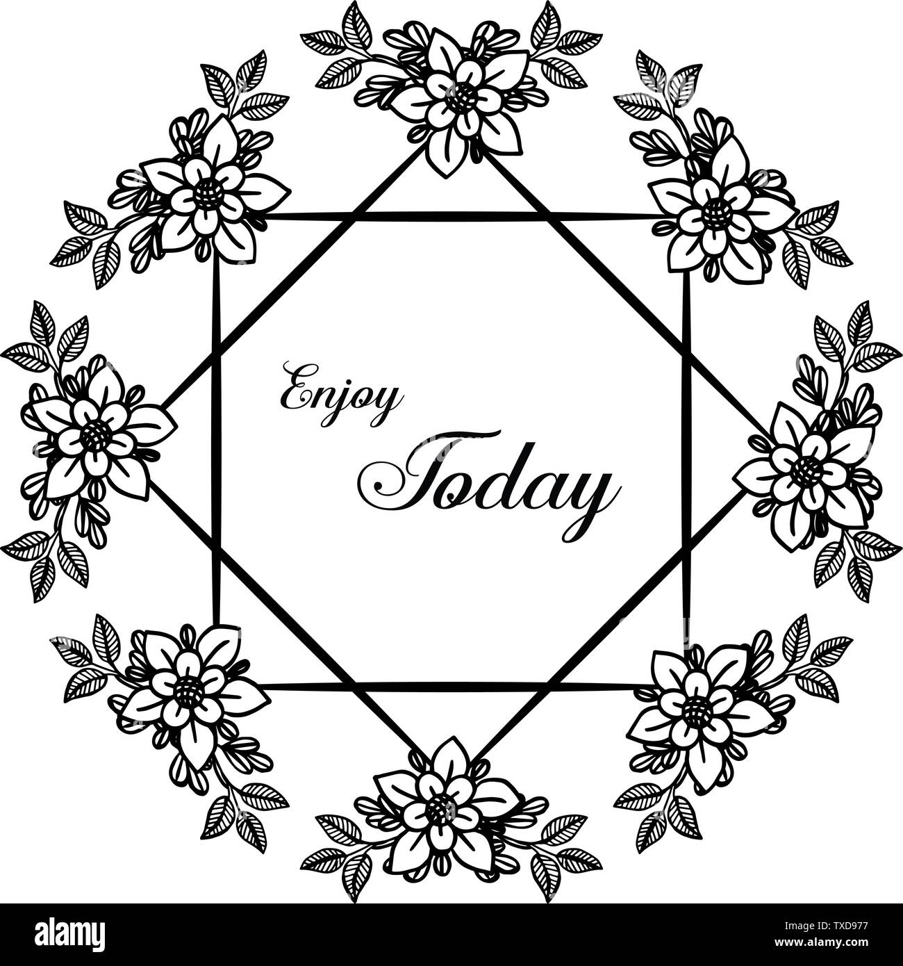 Vector illustration drawing flower frame for various shape of card hand ...
