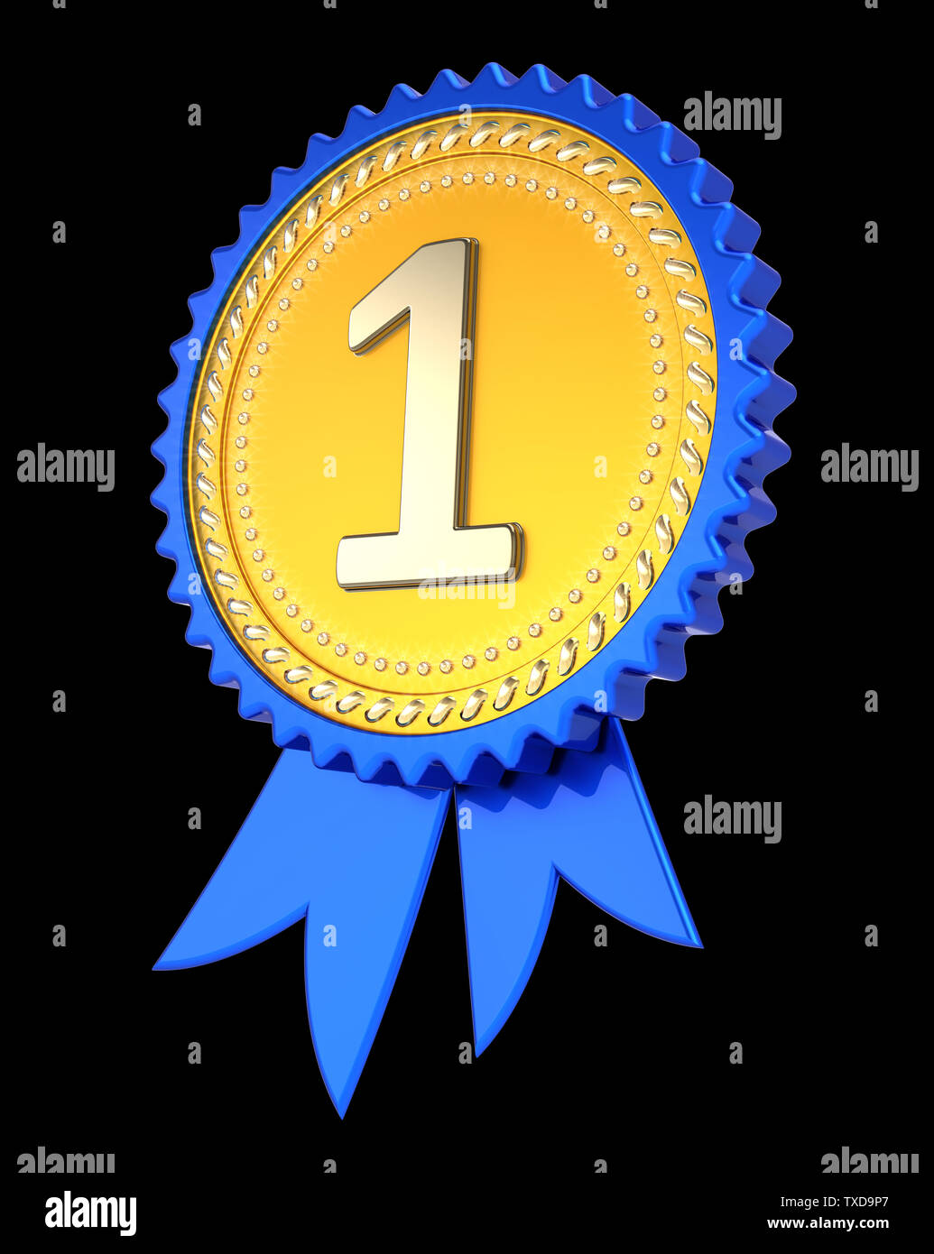 number one 1 award ribbon, 1st first place medal golden blue. champion ...