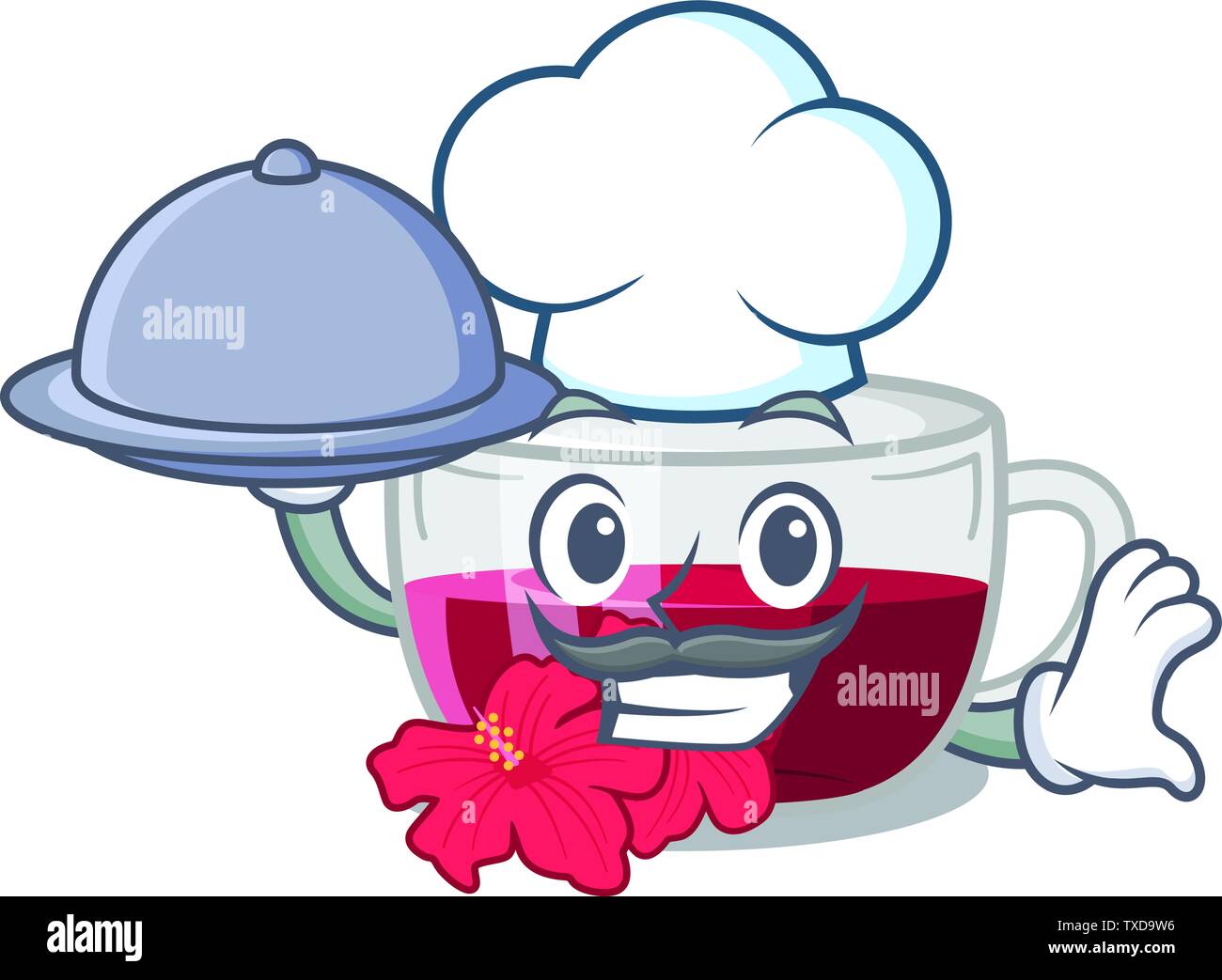 Chef with food hibiscus tea is served character glasses Stock Vector ...