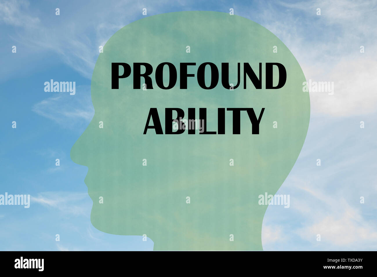 Render illustration of PROFOUND ABILITY title on head silhouette, with ...