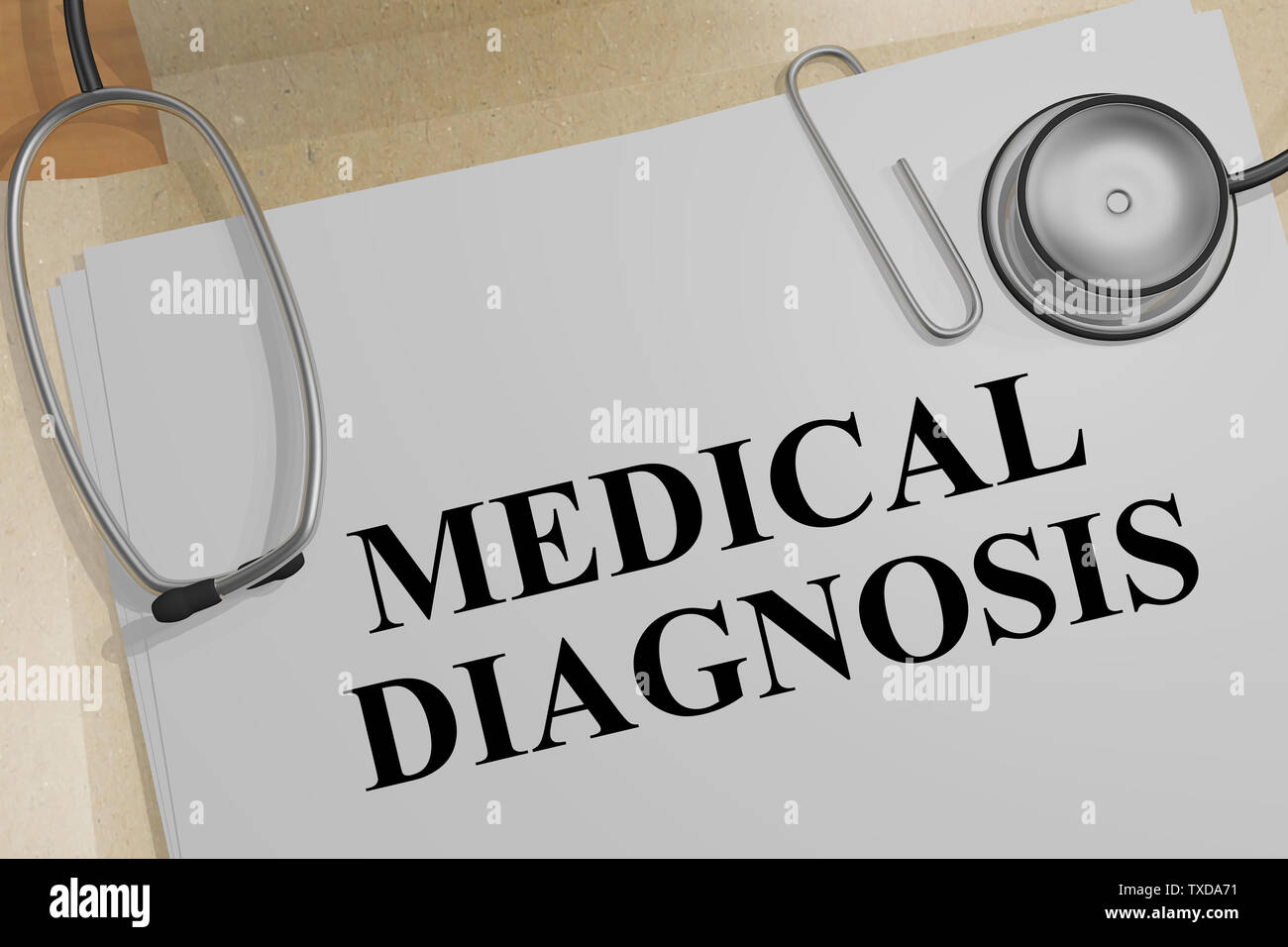 3D illustration of MEDICAL DIAGNOSIS on a medical document Stock Photo ...