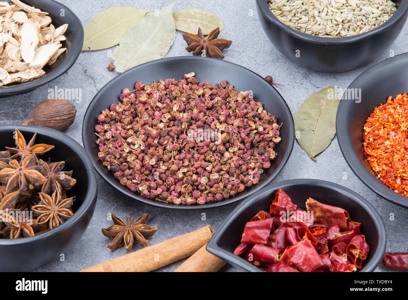 All kinds of seasonings, Chinese seasonings, high angle overhead shot ...