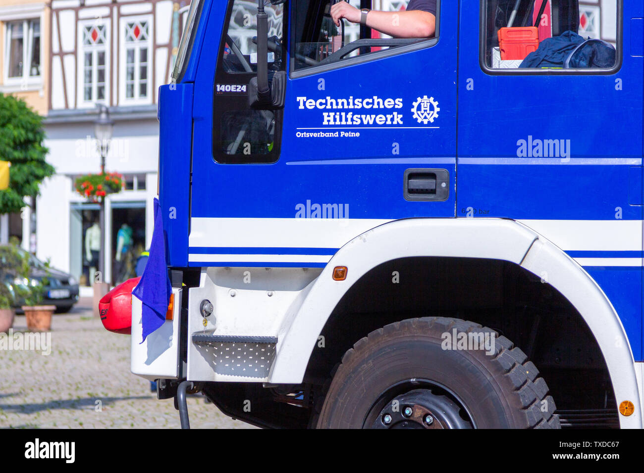 PEINE / GERMANY - JUNE 22, 2019: German technical emergency service ...