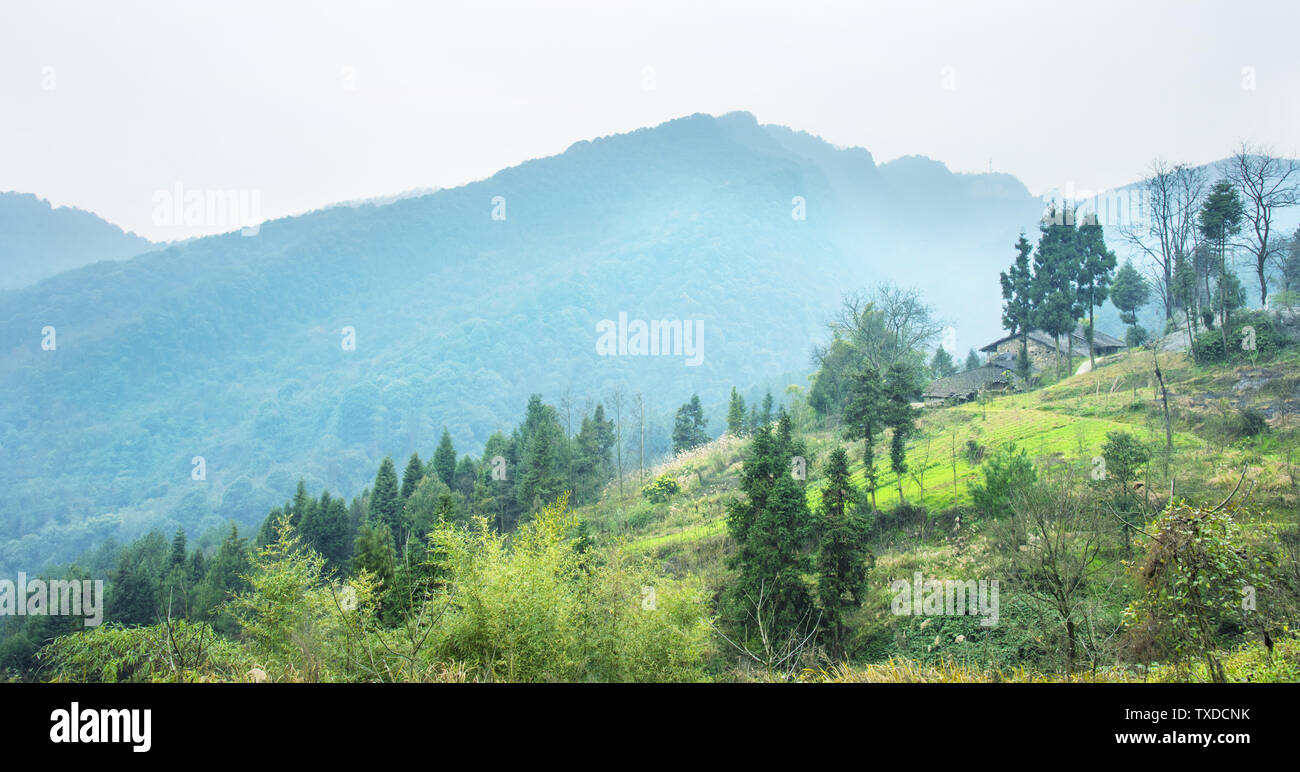 Scenery of Bashu mountains and rivers in Dazhu County, Sichuan Province ...