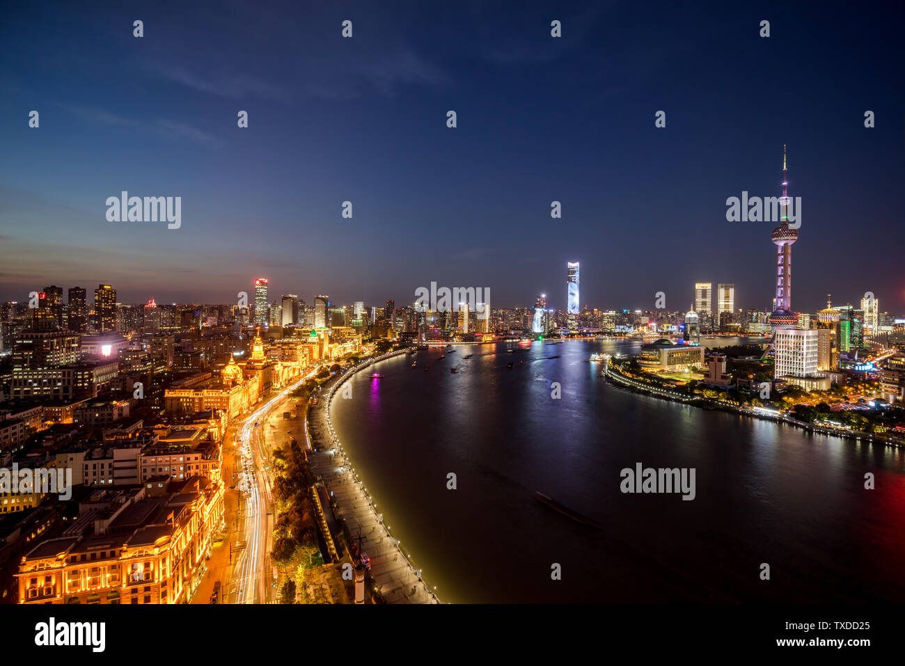 Panoramic view of both sides of the Huangpu River in Shanghai Stock ...