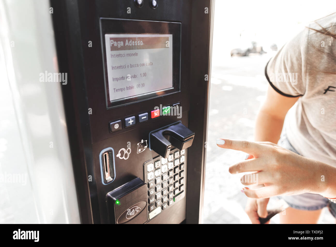 Pay on foot parking system. Parking machine in the city street Stock ...