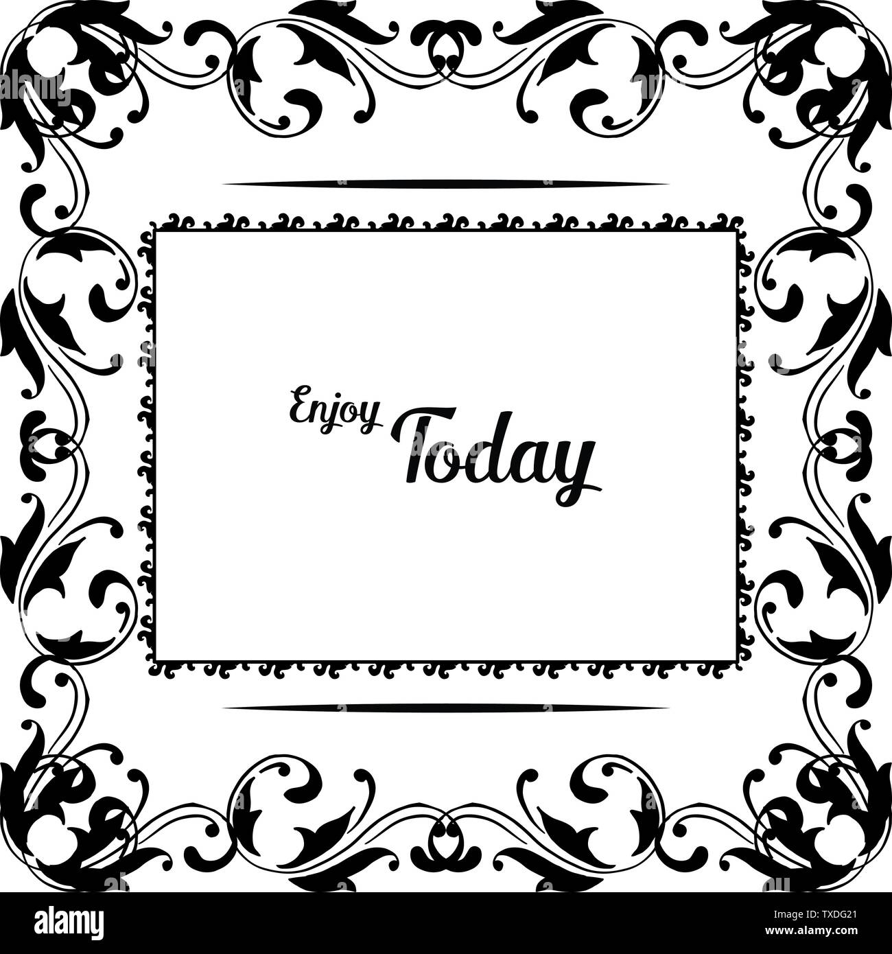 Vector illustration greeting card of enjoy today with modern flower ...