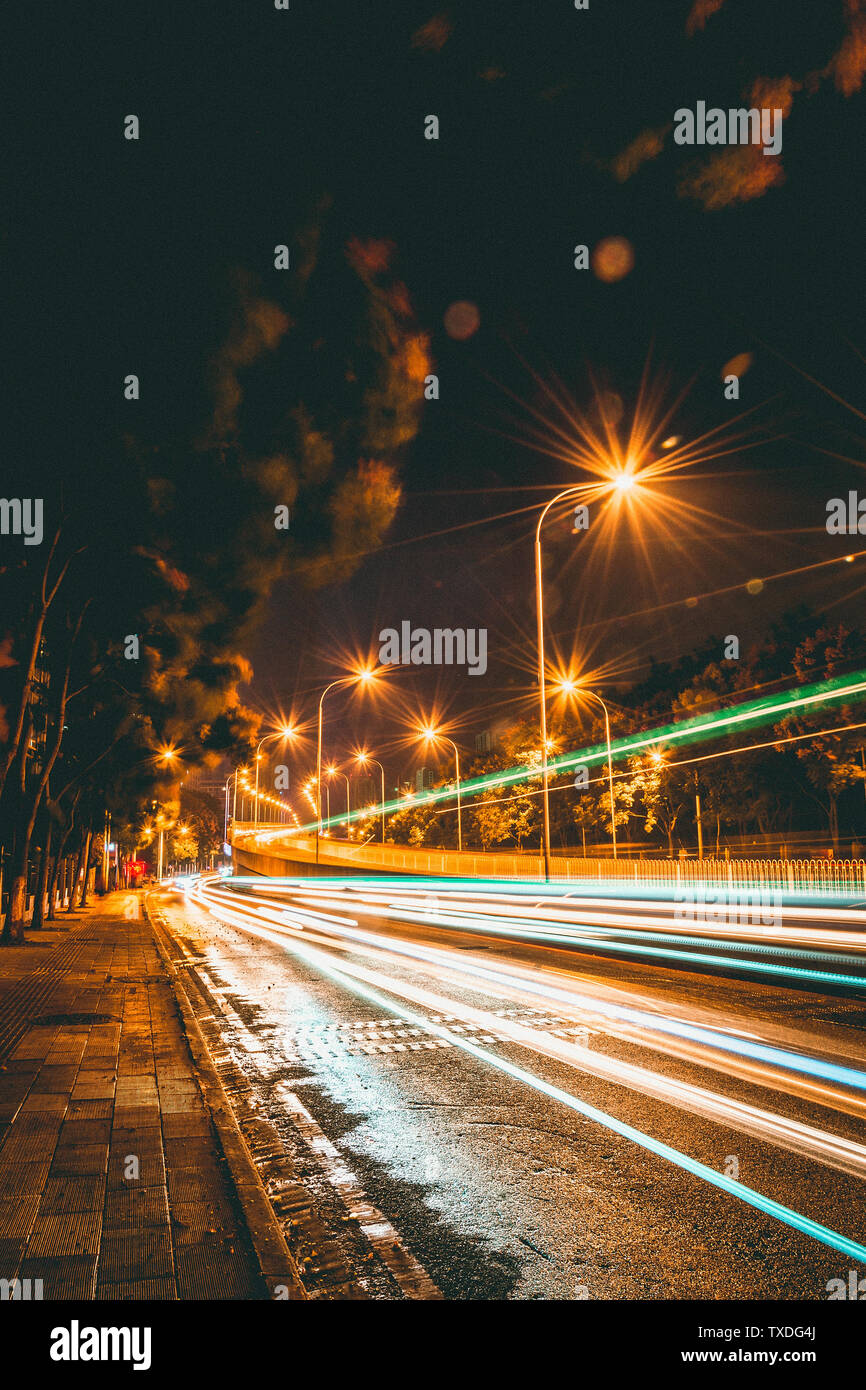 The flow of traffic at night Stock Photo - Alamy