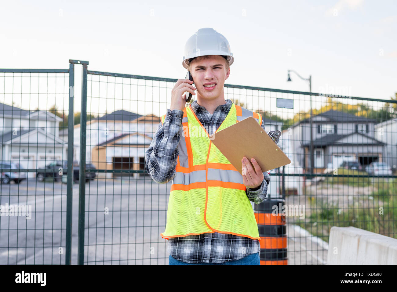 Angry construction worker talking on hi-res stock photography and ...