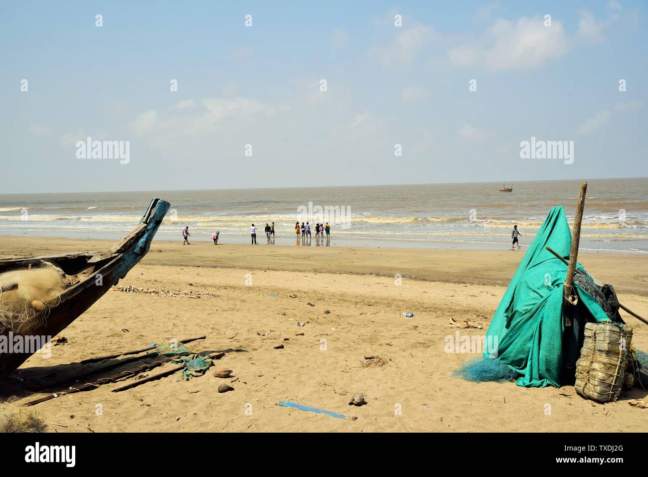 Fishing boat, Nargol Beach, Valsad, Gujarat, India, Asia Stock Photo ...