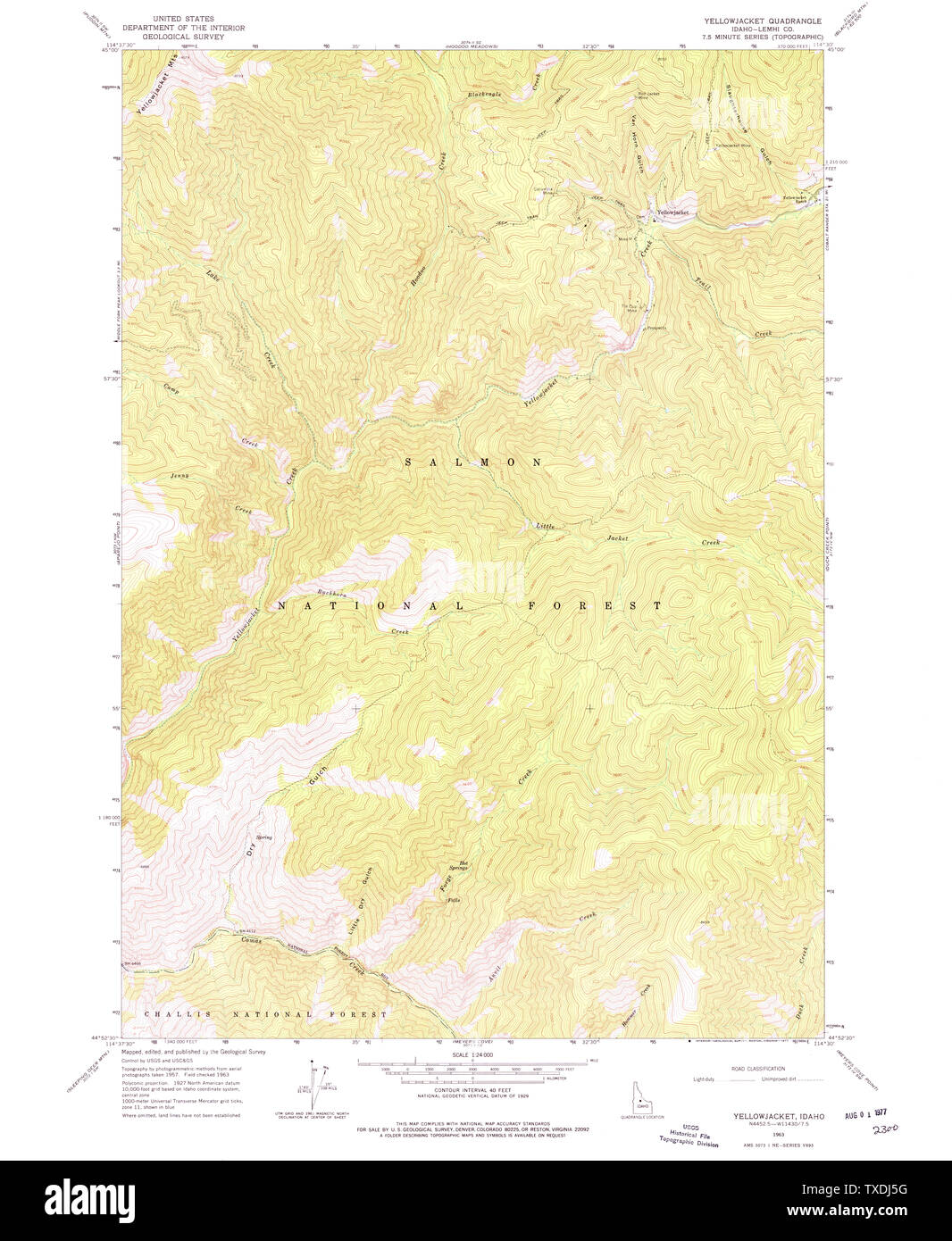 USGS TOPO Map Idaho ID Yellowjacket 238860 1963 24000 Restoration Stock ...