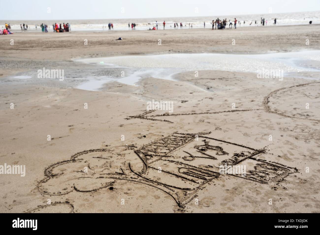 Sand pattern, Dandi beach, Navsari, Gujarat, India, Asia Stock Photo ...