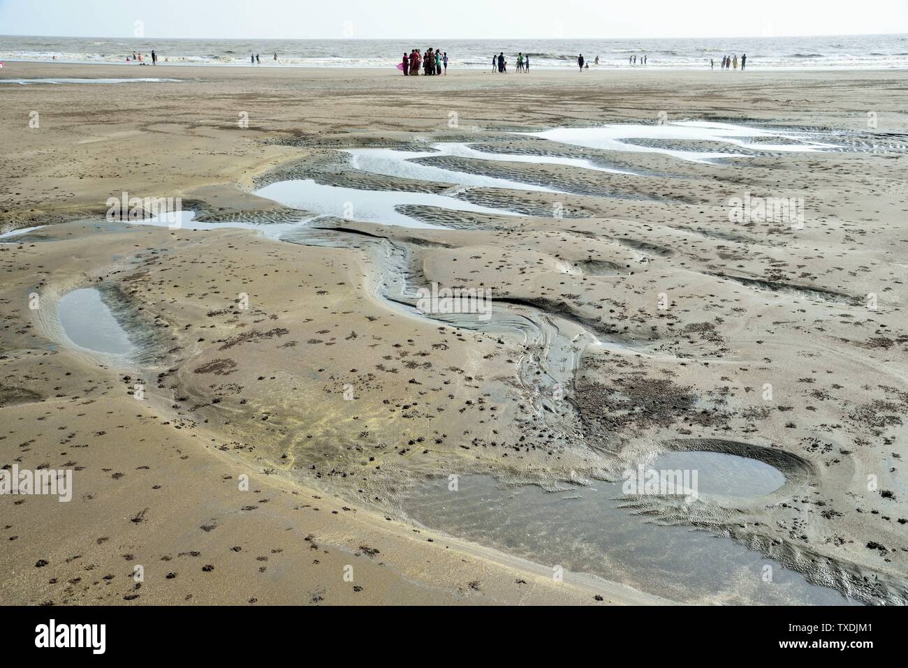 Sand pattern, Dandi beach, Navsari, Gujarat, India, Asia Stock Photo ...