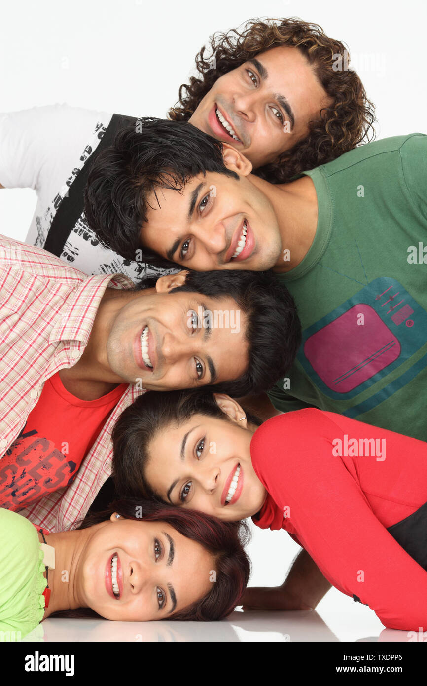 Portrait of five friends smiling Stock Photo - Alamy
