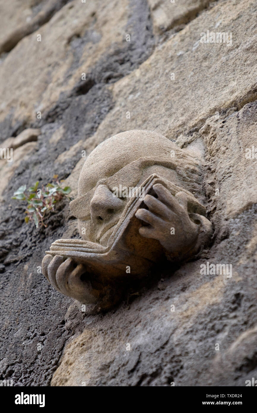 Grotesque head sculptures on the wall Walcot Street Bath somerset UK ...