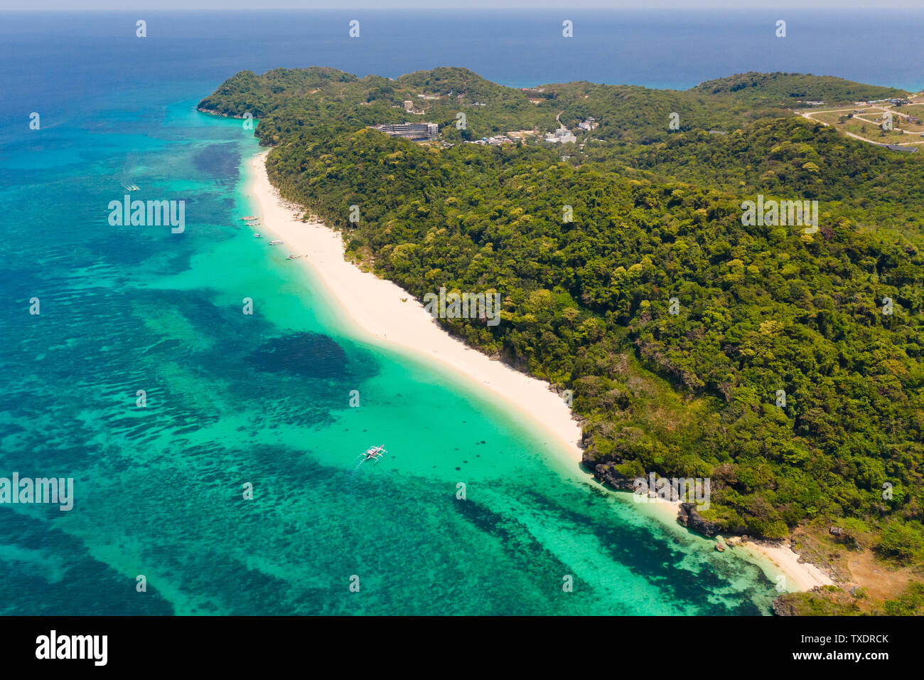Puka Shell Beach. Seascape with island of Boracay, Philippines, top ...
