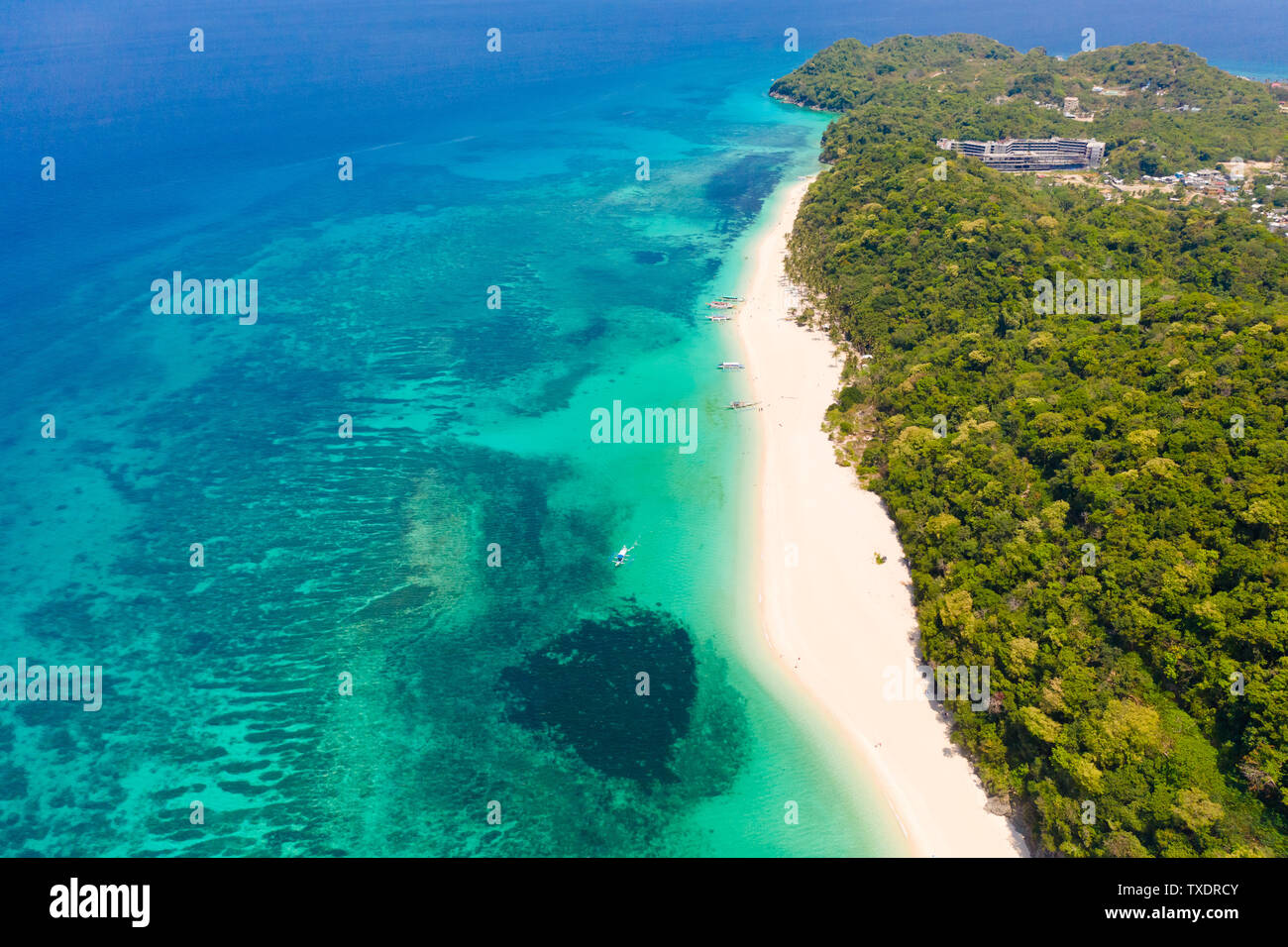 Puka Shell Beach. Seascape with island of Boracay, Philippines, top ...