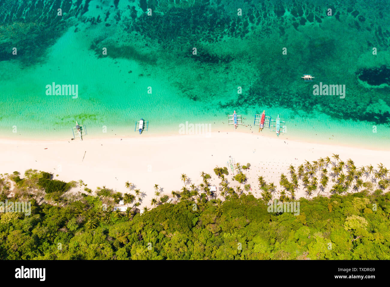 Puka Shell Beach, Boracay Island, Philippines, aerial view. Tropical ...