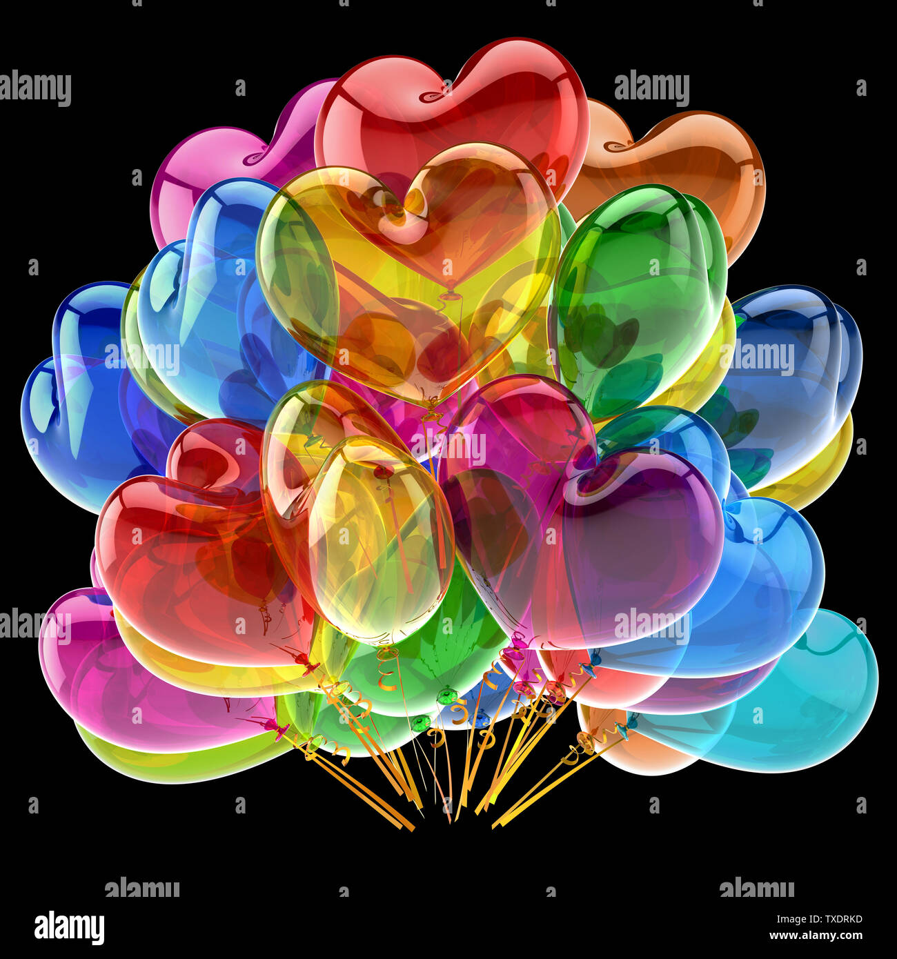 party balloons colorful heart shaped. helium balloon bunch multicolored ...